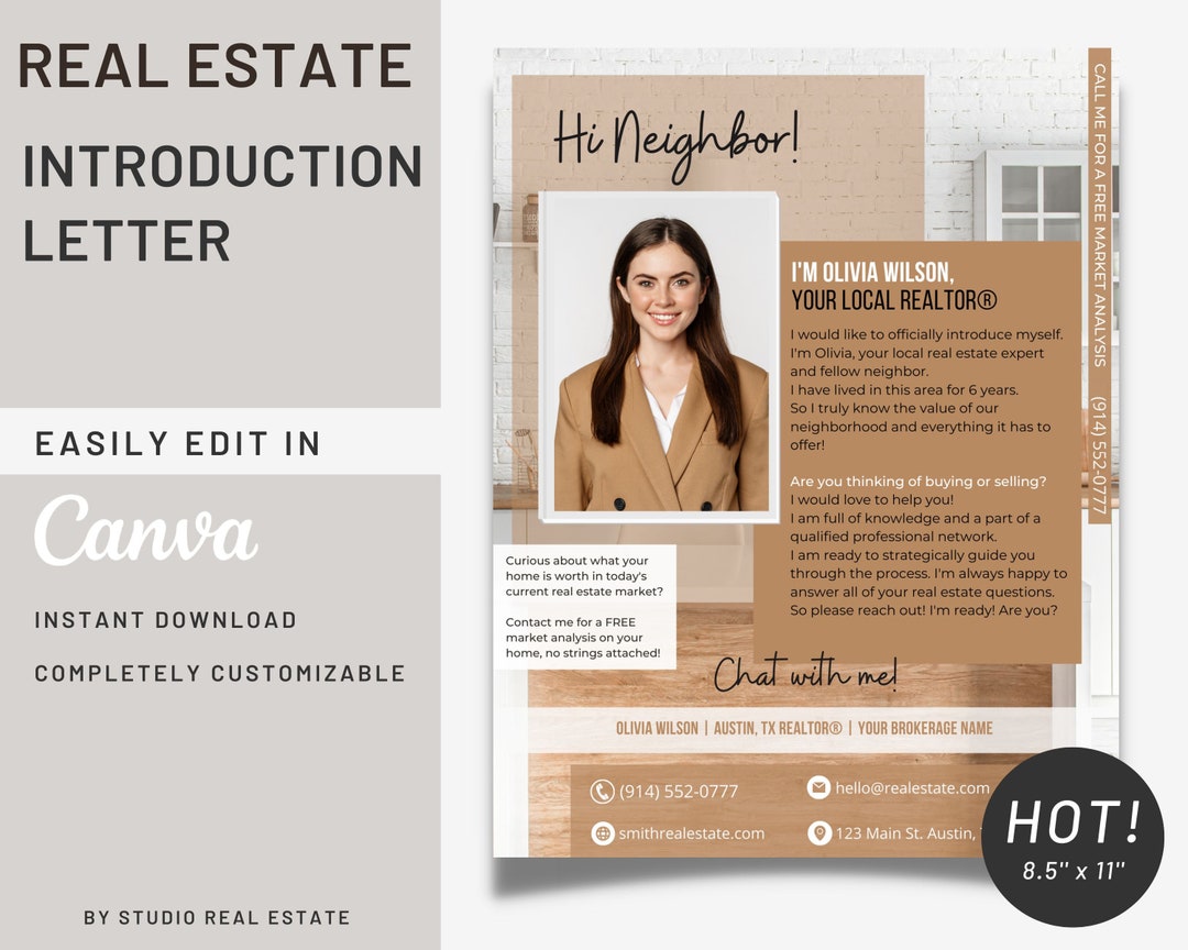 Real Estate Introduction Letter, Realtor Letter, Hey Neighbor, Real ...