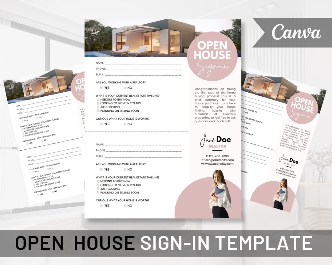 Editable Open House Sign-in Sheet, Sign in Sheet Real Estate Editable ...