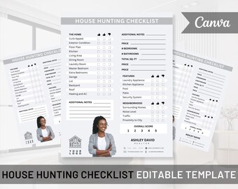 Real Estate House Hunting Checklist Template Editable - Etsy