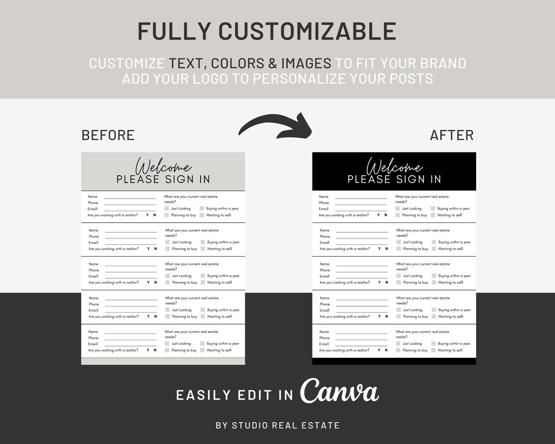 Editable Open House Sign-in Sheet, Sign in Sheet Real Estate Editable ...