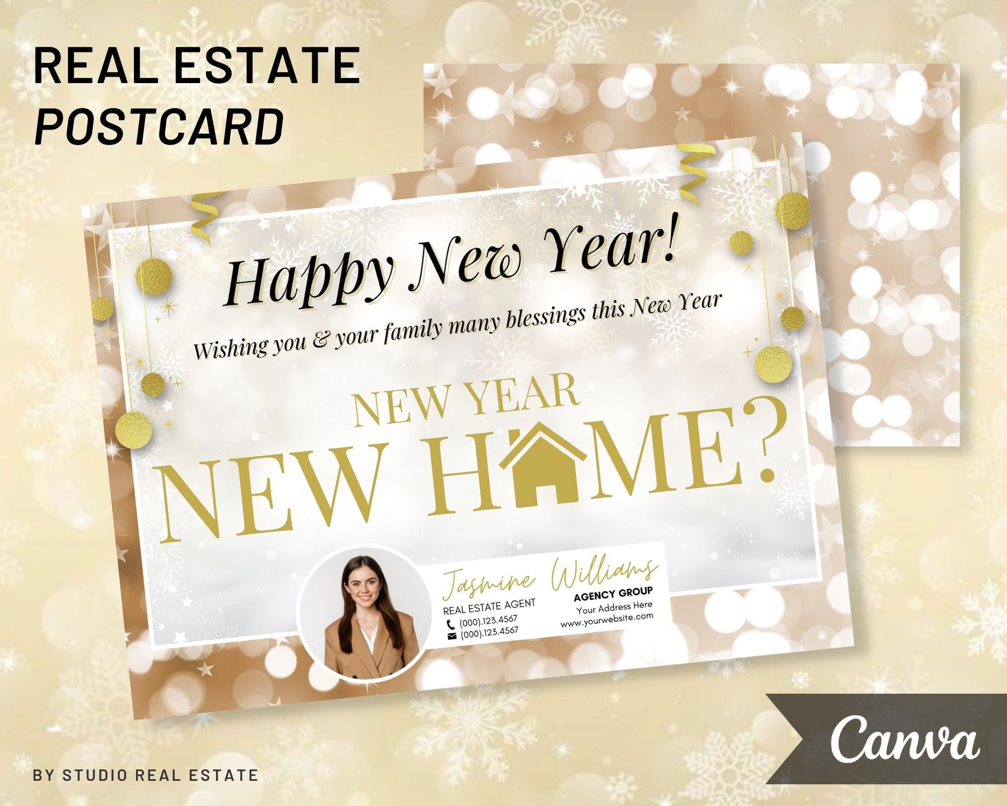 New Year Real Estate Postcard, Happy New Hear, Business New Year Card ... New Year Real Estate Postcard, Happy New Hear, Business New Year Card ...