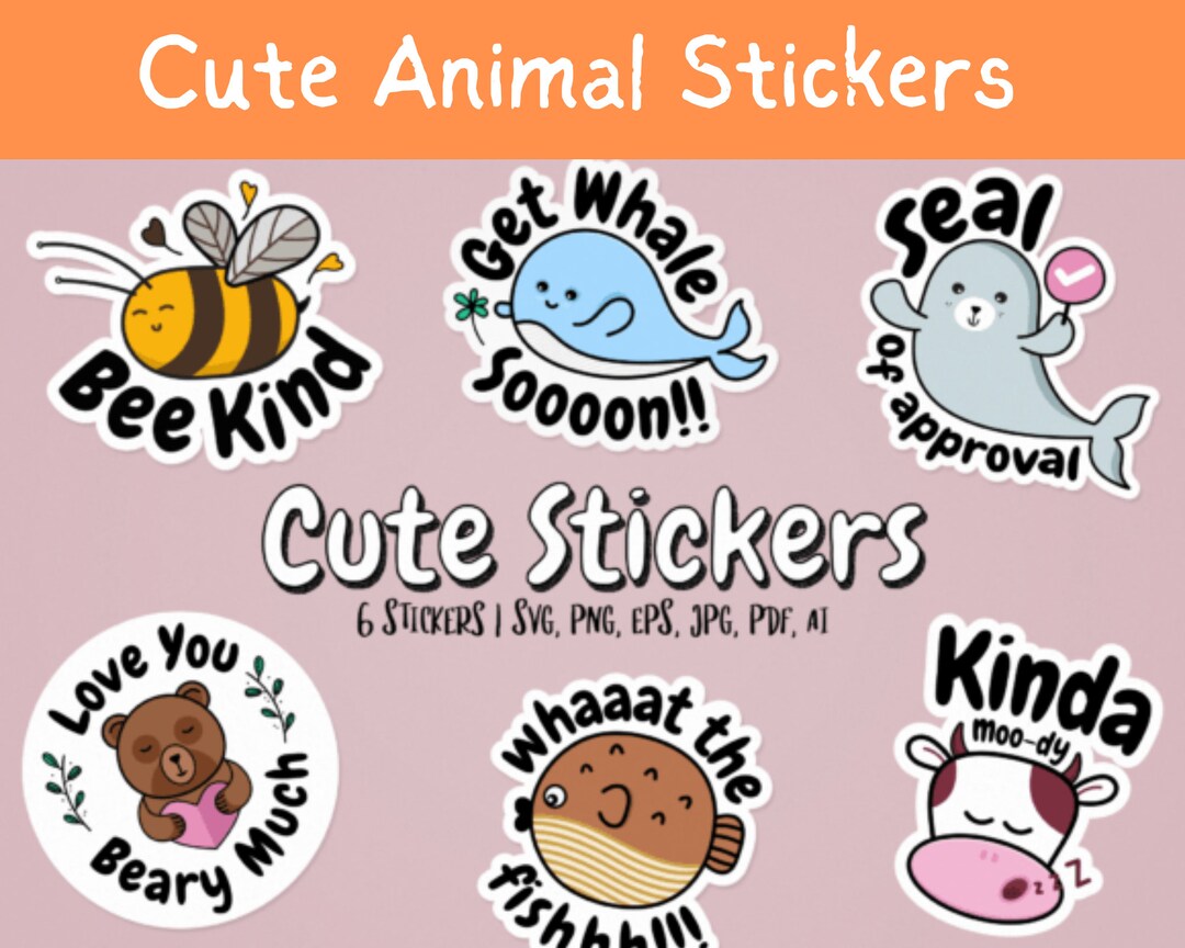Funny Animal Quote Stickers. Cute Animal Stickers. Quote Stickers. Kids ...