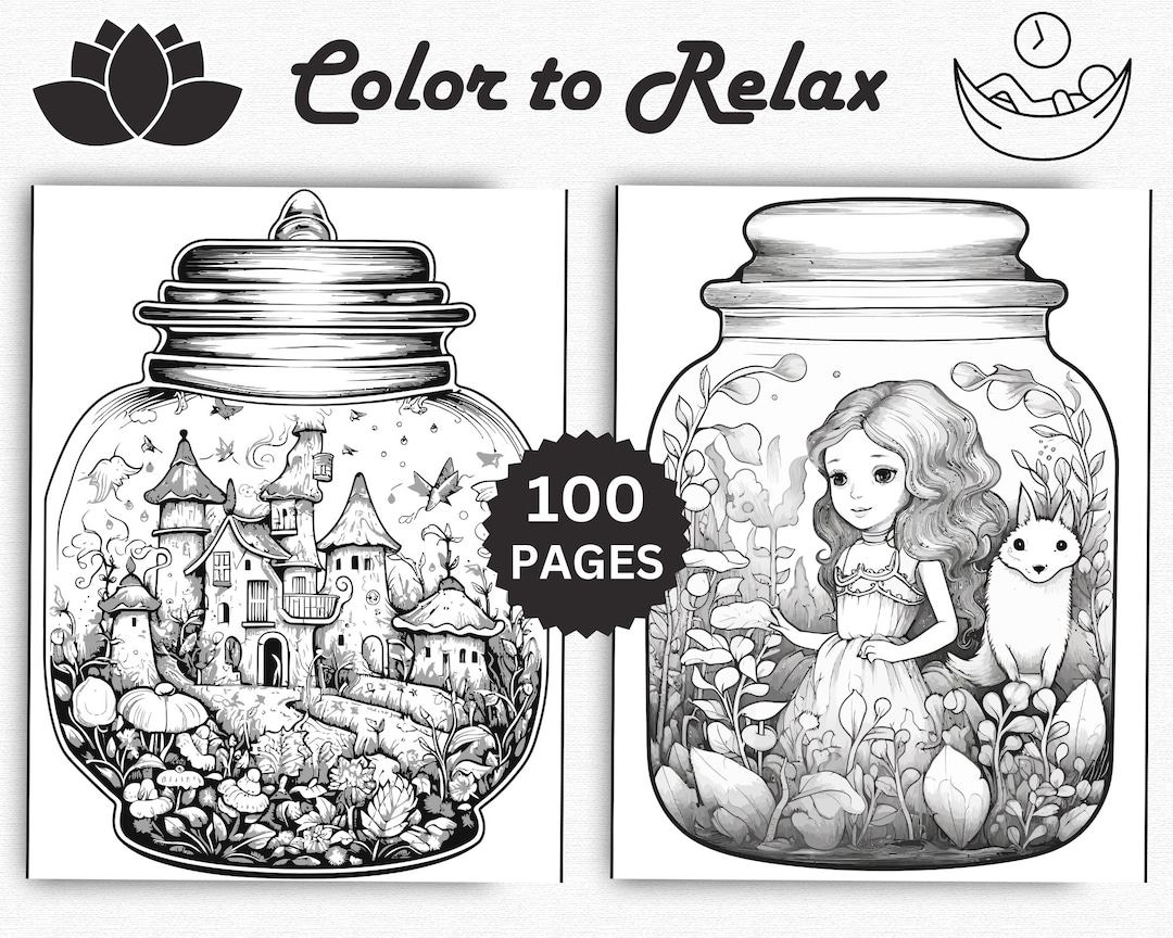Magical Jars Coloring Book | Adult Coloring Pages | Stressrelief ...