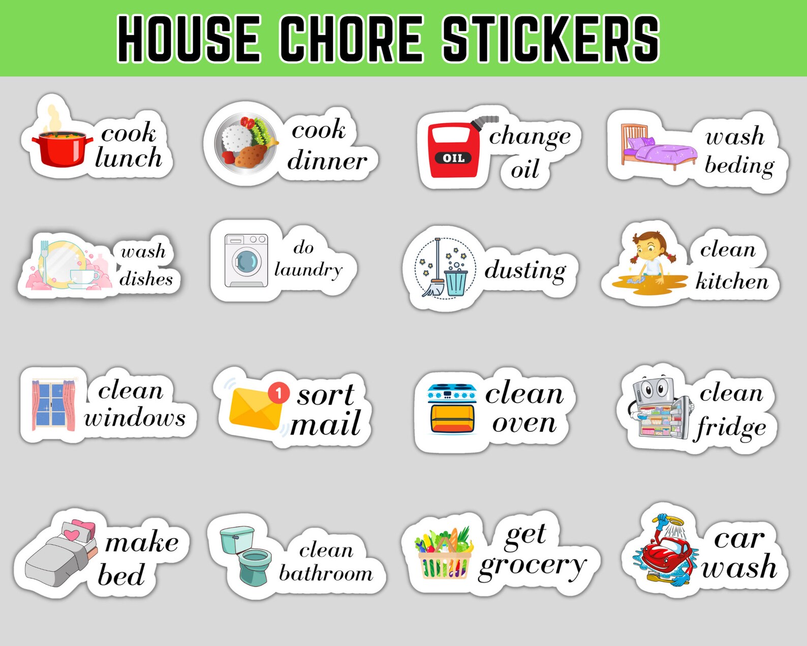 House Chore Goodnotes Stickers | Chore Digital Stickers| Home | House ...