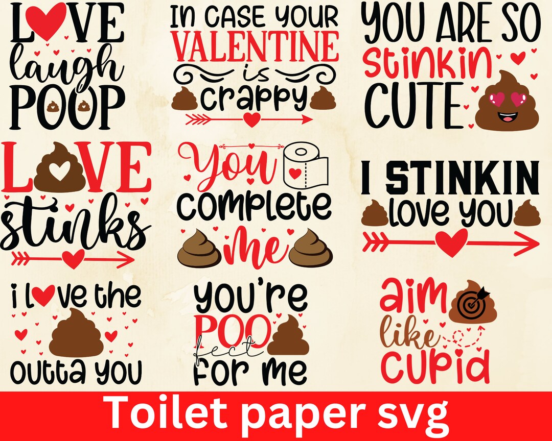 Funny Valentine Toilet Paper Love Lettering Clipart,bathroom Poo ...