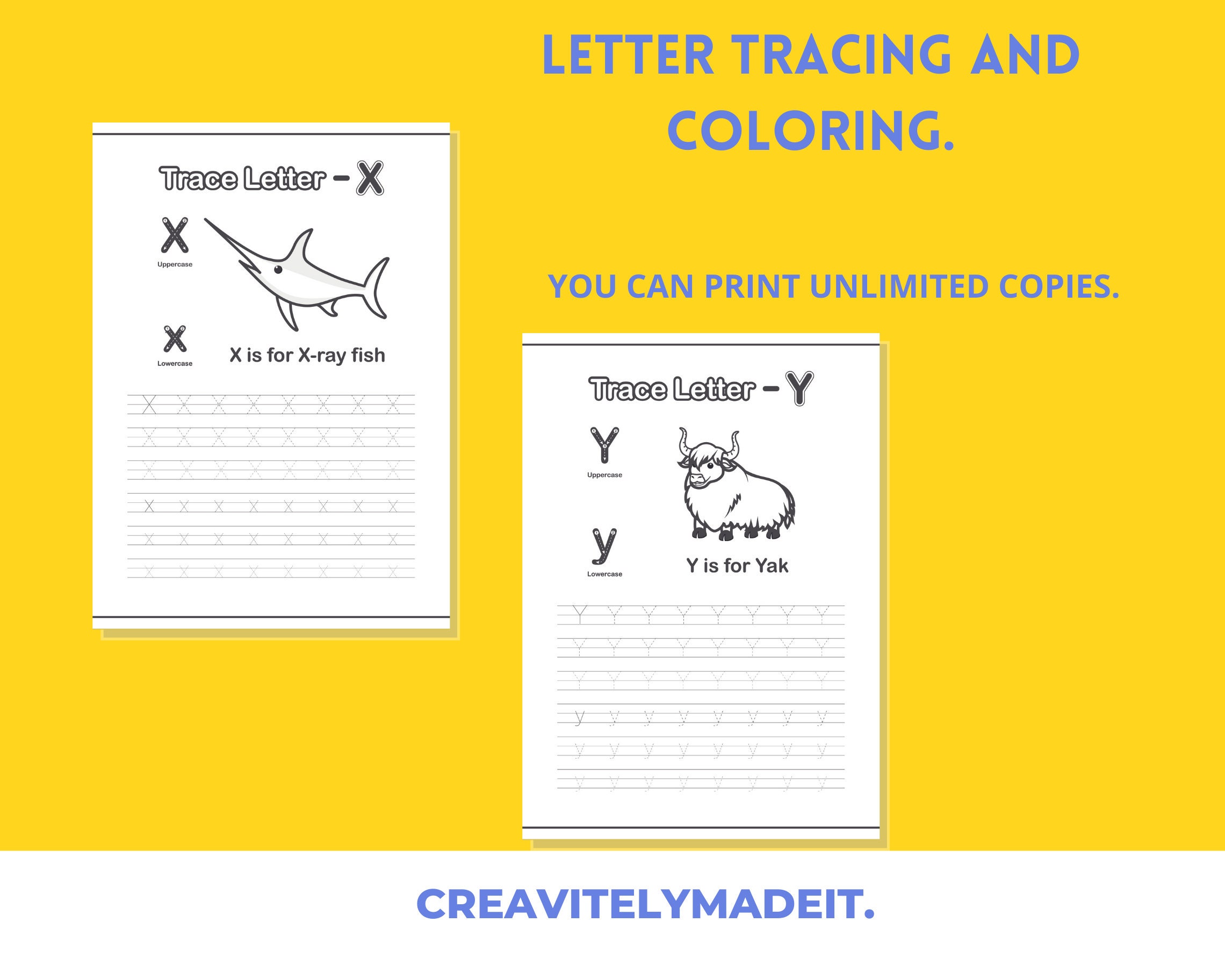 A-Z Animals Coloring Pages for Kids Alphabet Tracing - Etsy