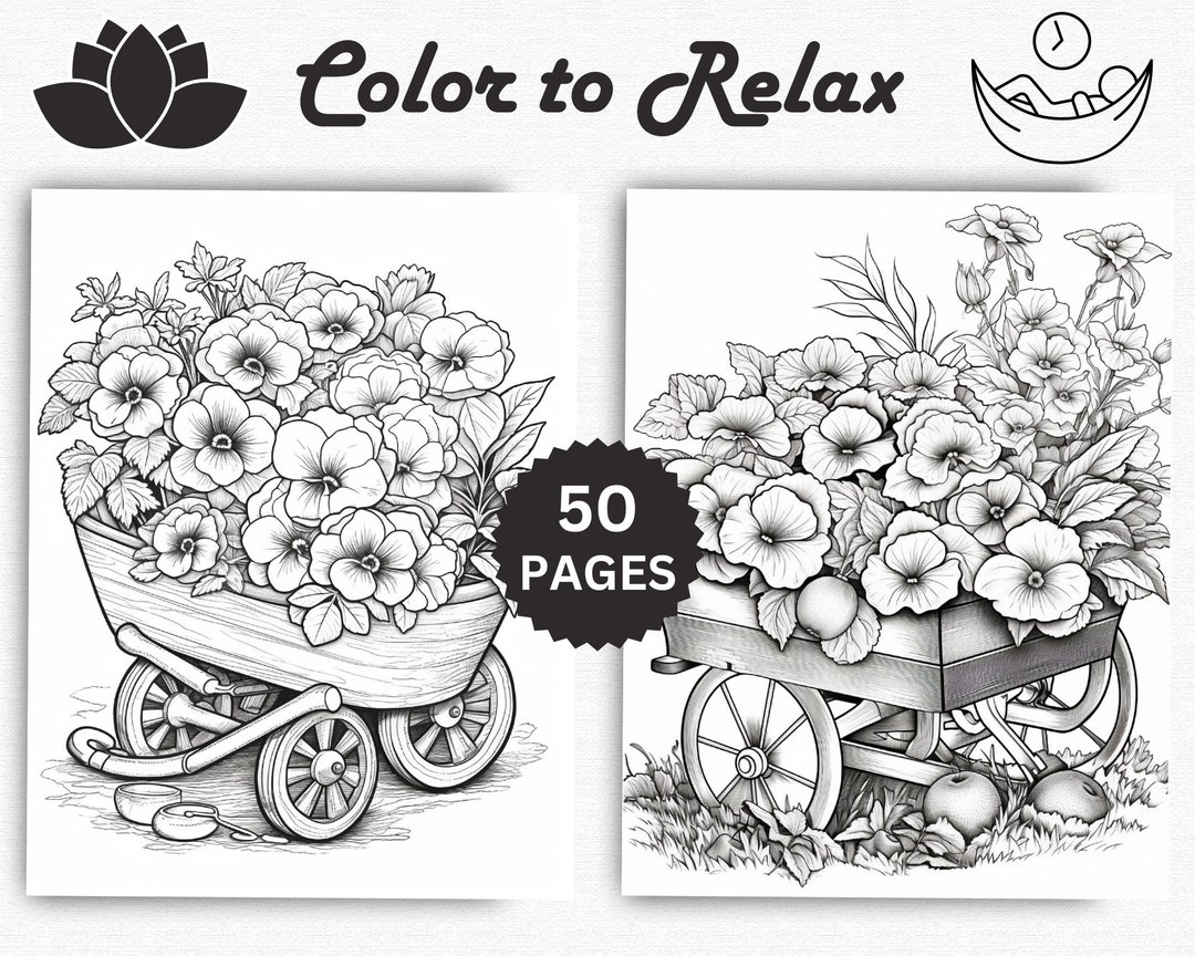 Bicycle Flower Adult Coloring Book | Stress Relif Coloring Pages ...
