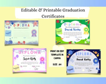 Printable Preschool Graduation Editable Diploma, Customizable Preschool ...