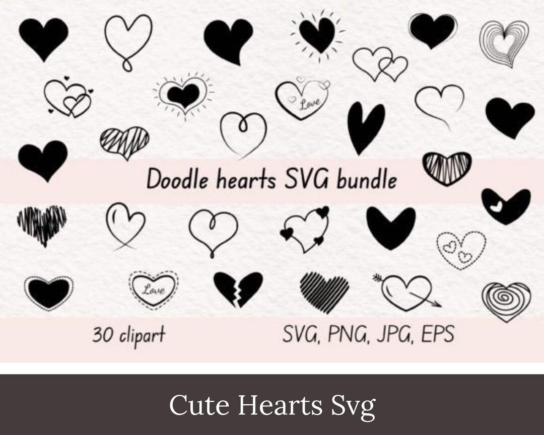 Hearts Svg Bundle, Heart Outline Svg, Heart Cut Files, Heart Clipart ...