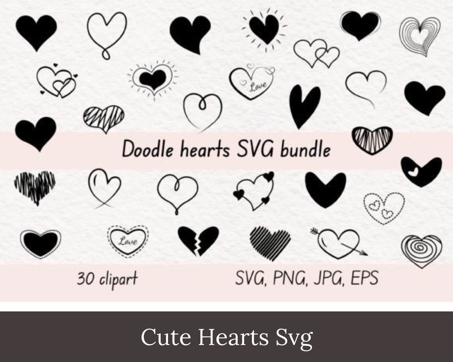 Hearts Svg Bundle, Heart Outline Svg, Heart Cut Files, Heart Clipart ...