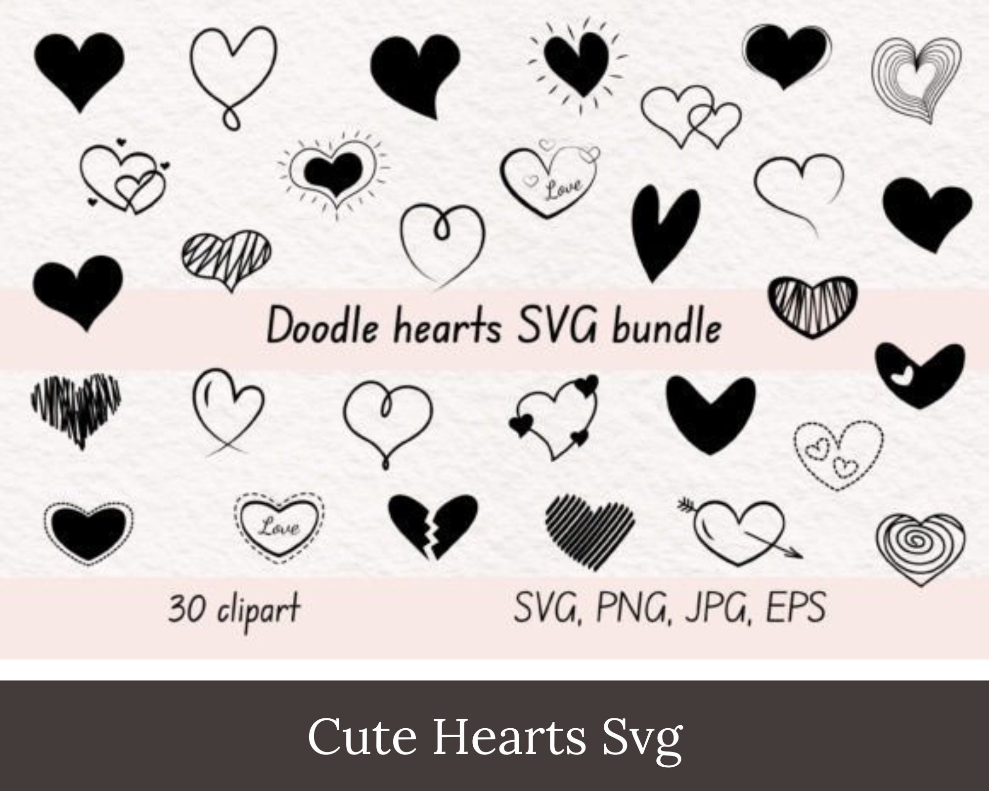 Hearts Svg Bundle, Heart Outline Svg, Heart Cut Files, Heart Clipart ...