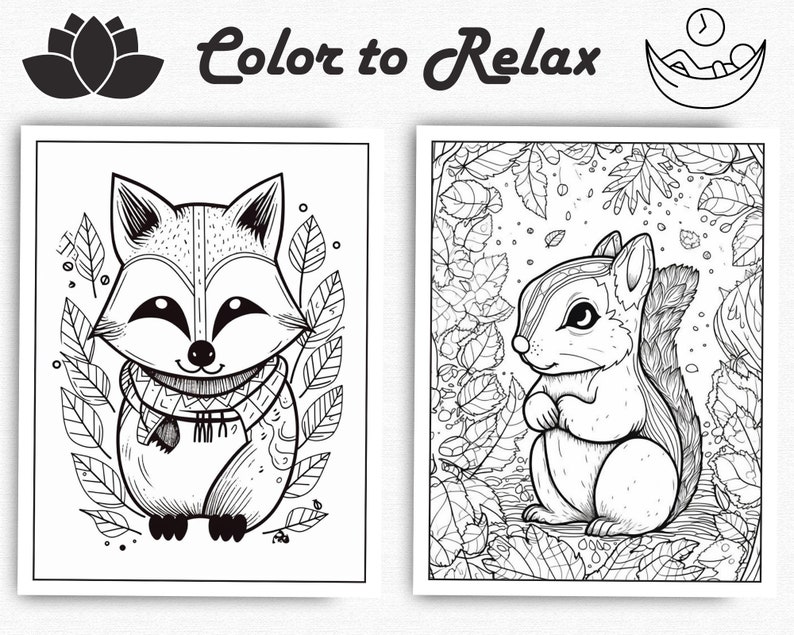 Autumn Animal Coloring Pages Kids | Kindergarten Coloring Pages ...
