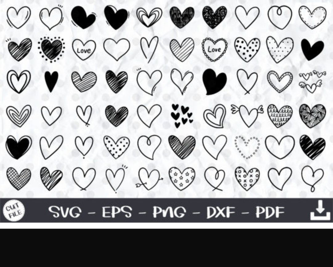 Hearts Svg Bundle, Heart Outline Svg, Heart Cut Files, Heart Clipart ...