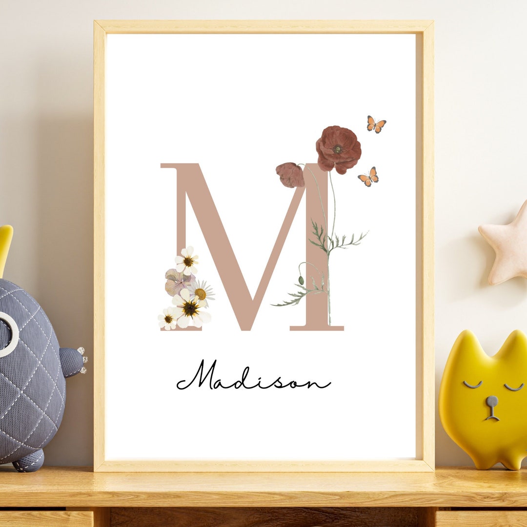 Custom Floral Initial Print Custom Wildflower Prints - Etsy