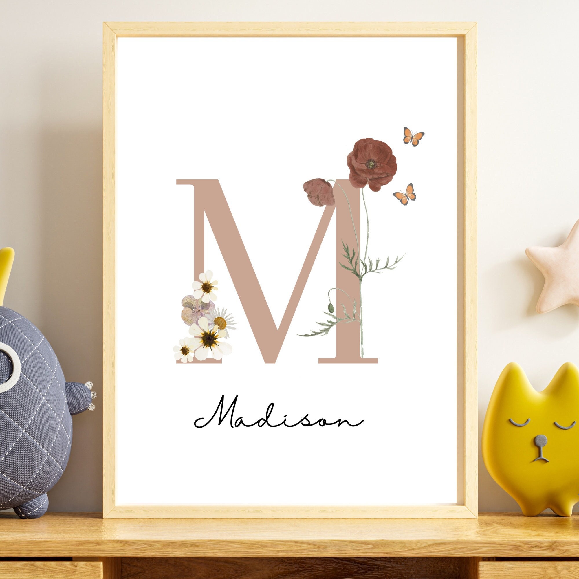 Custom Floral Initial Print Custom Wildflower Prints - Etsy
