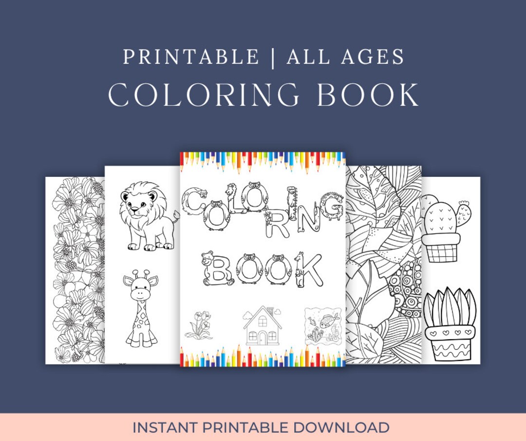 Coloring Book, 20 Page Printable Coloring Book, Blank Coloring Book ...