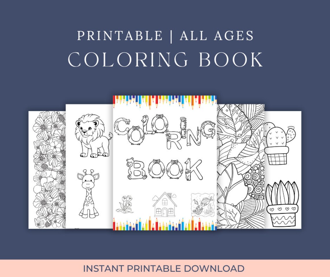 Coloring Book, 20 Page Printable Coloring Book, Blank Coloring Book ...