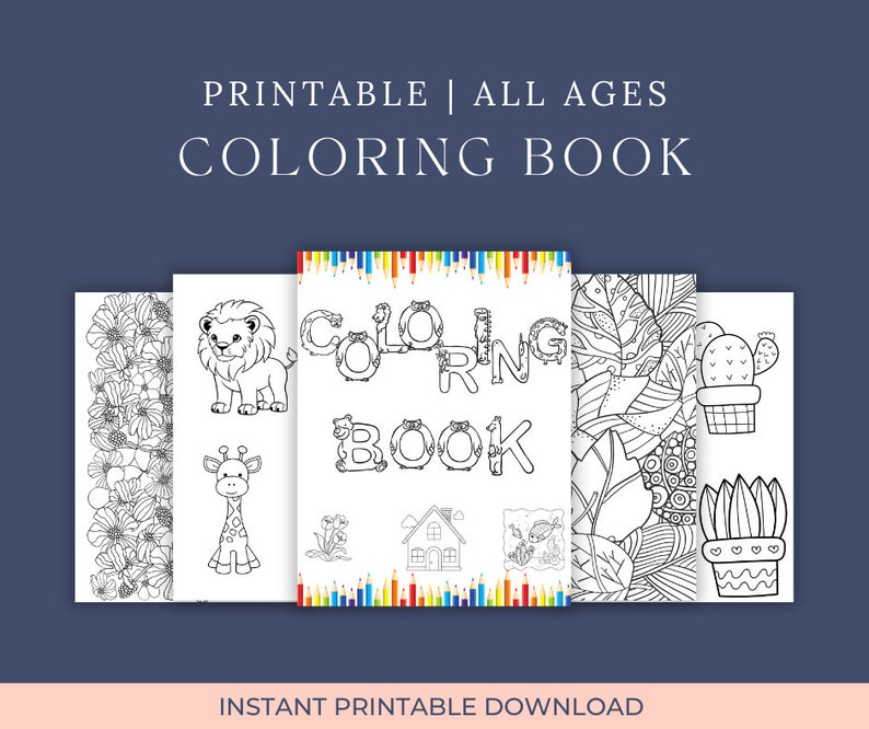 Coloring Book, 20 Page Printable Coloring Book, Blank Coloring Book ...