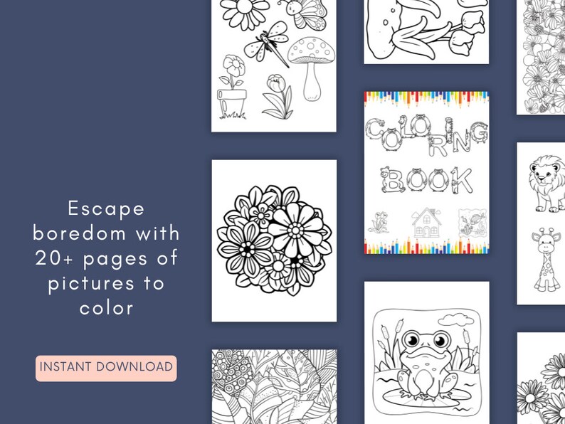 Coloring Book, 20 Page Printable Coloring Book, Blank Coloring Book ...