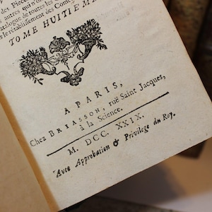 1700s French Antiquarian Book: Decorative Leather Binding, Gilt Spine ...