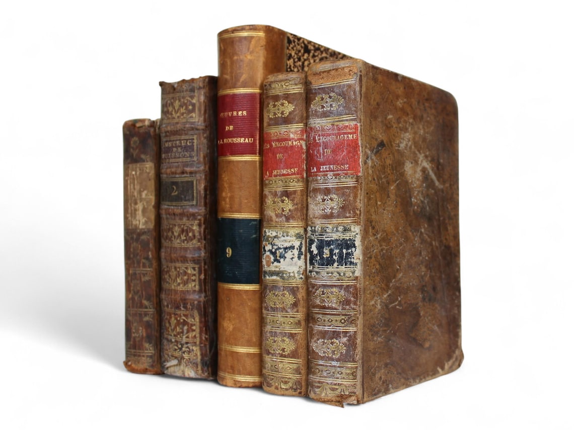 Antique French Book Set (1750-1830): 5-volume Leather Bundle - Etsy