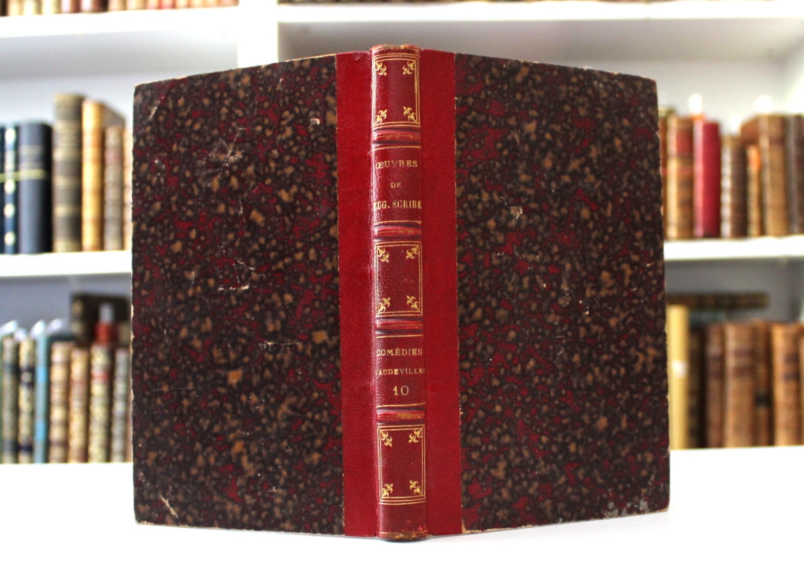 Antique French Leather Book: 1800s Decorative Binding, French ...