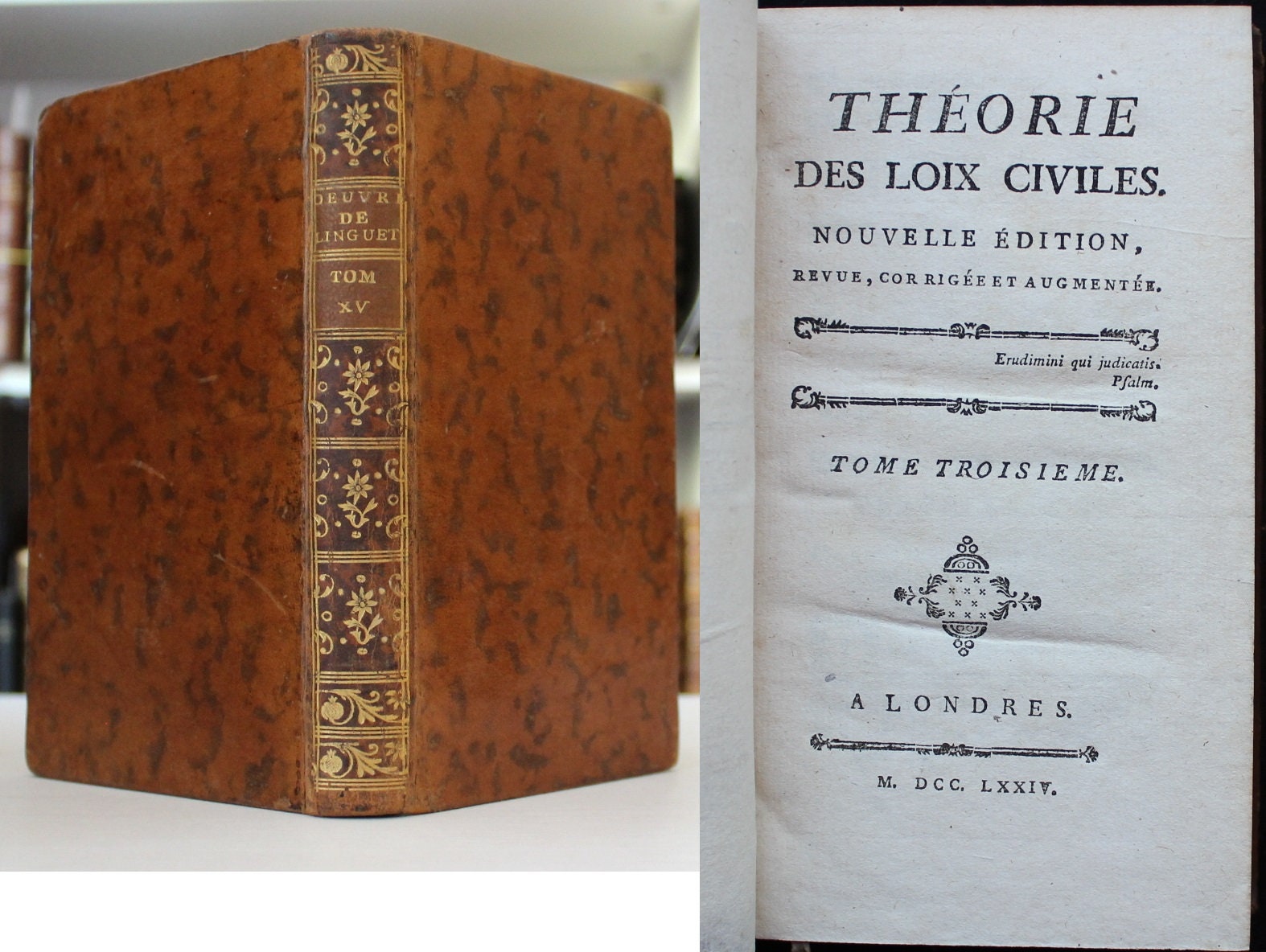 Rare French Antique Law Books From the 1700s Decorative Full Leather ...