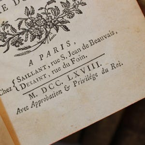 1700s French Antiquarian Book: Decorative Leather Binding, Gilt Spine ...
