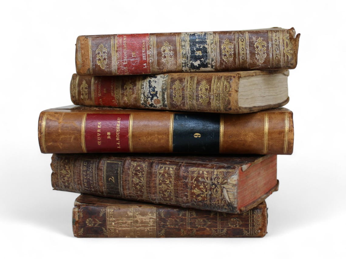 Antique French Book Set (1750-1830): 5-volume Leather Bundle - Etsy