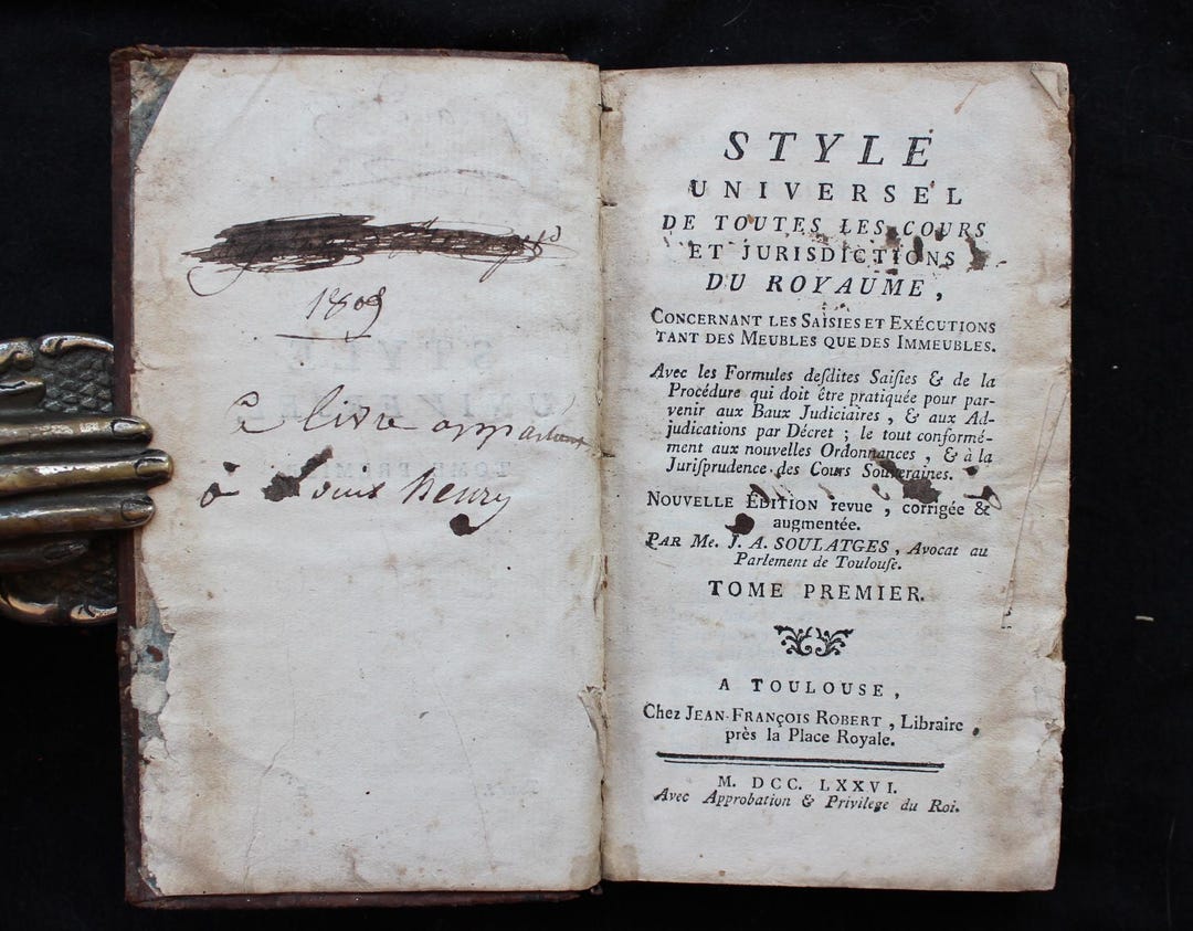 1776 Antique LAW Book Universal Style of All the Courts and ...