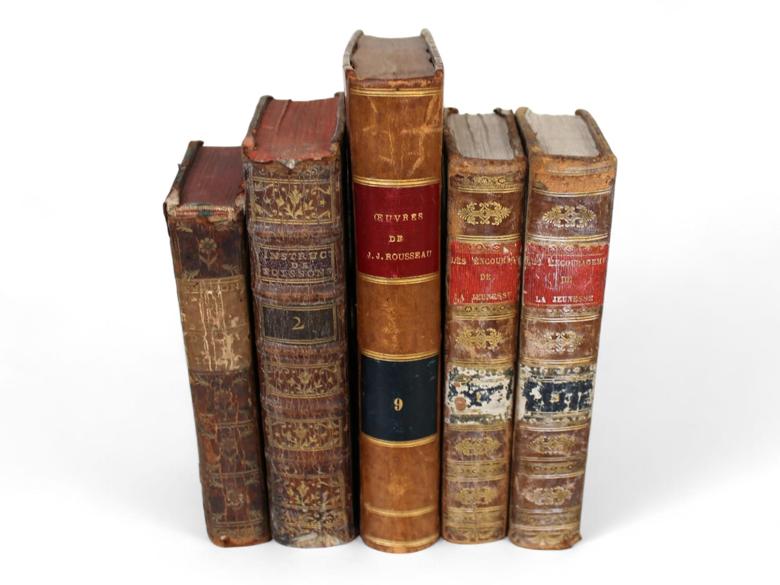 Antique French Book Set (1750-1830): 5-volume Leather Bundle - Etsy