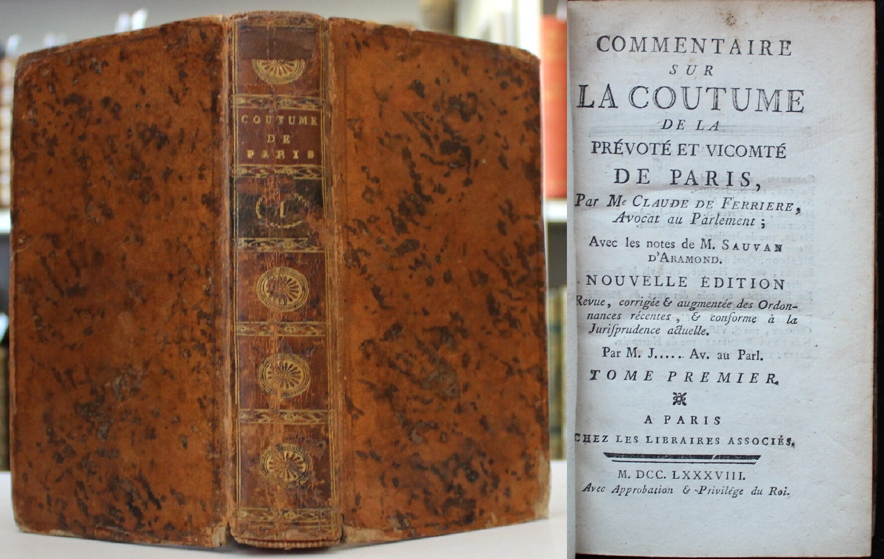 Rare French Antique Law Books From the 1700s Decorative Full Leather ...