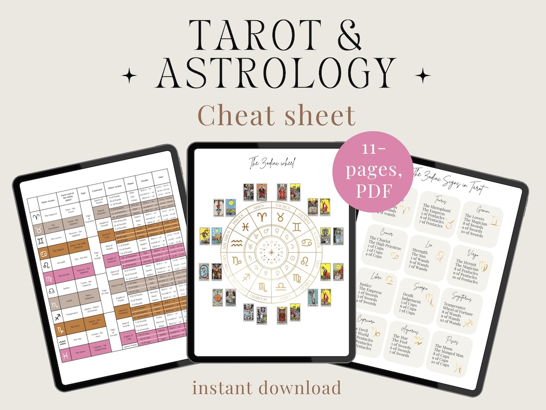 Tarot and Astrology Cheat Sheet, Reference, Worksheet, Study Sheet ...