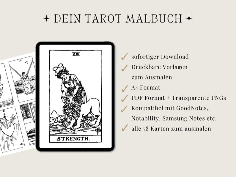 Tarot Coloring Book German With Meaning, Coloring Pages, Spiritual ...