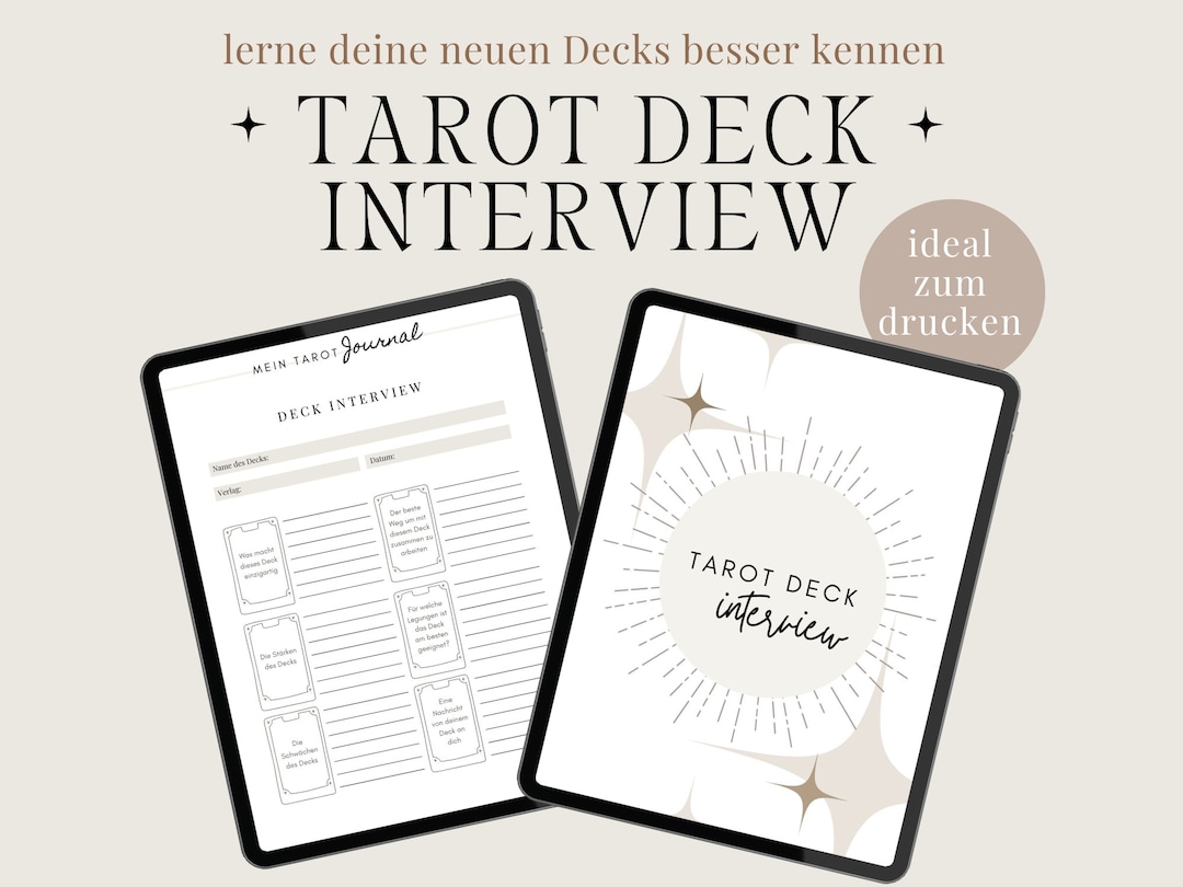 Tarot Deck Interview Template German, Tarot Journaling, Workbook ...