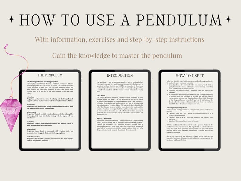 Pendulum Guide | Instructions Cheat Sheet | Pendulum Board Chart ...