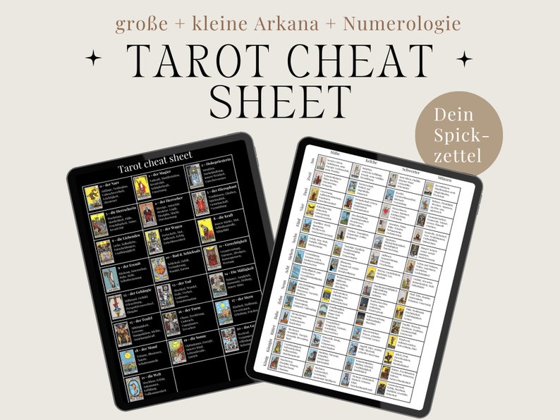 Tarot Cheat Sheet German, Reference Book, Book, Learning, Workbook ...