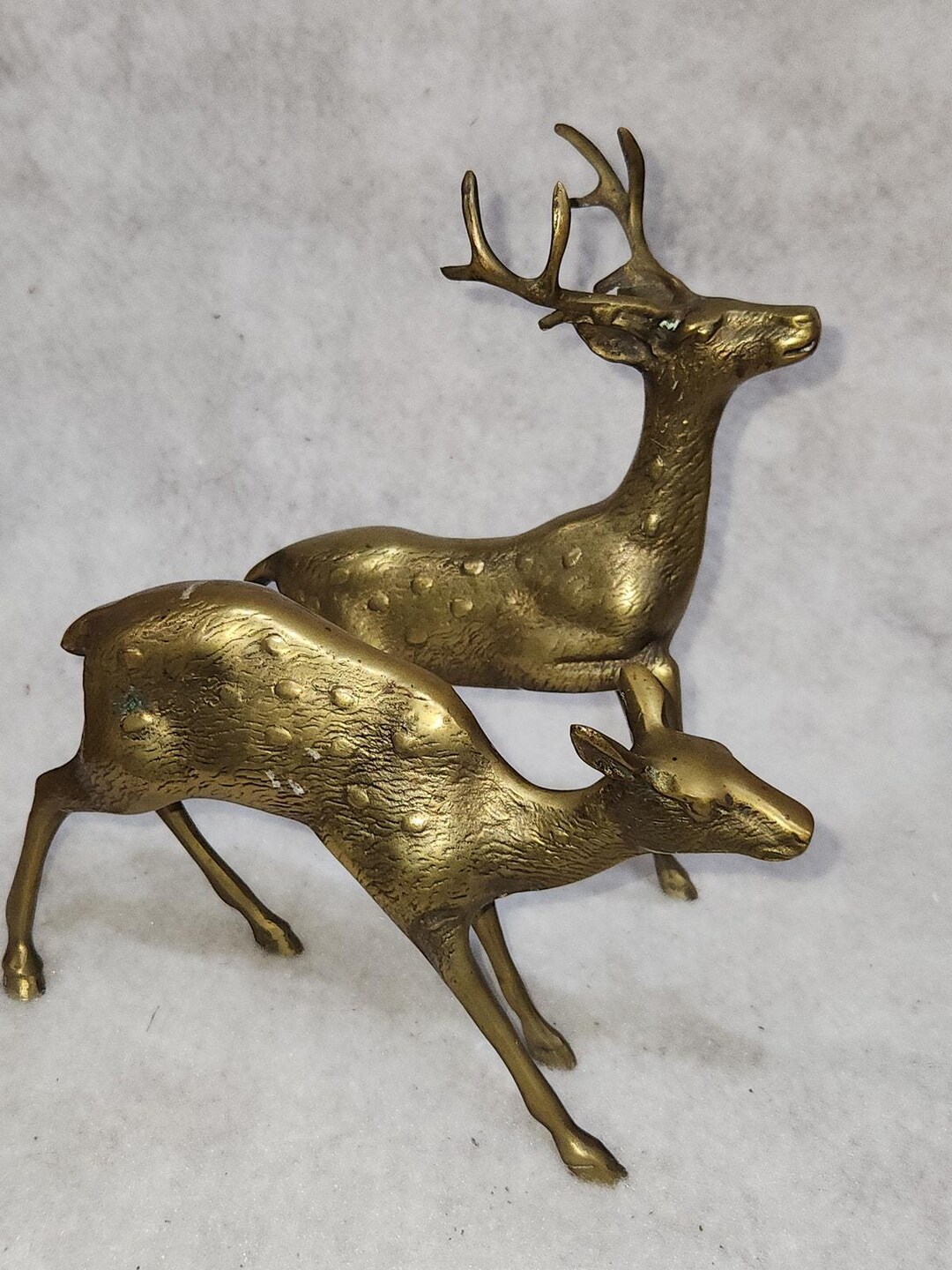 Vintage Solid Brass Doe and 8 Point Prancing Buck Korea Br150 - Etsy