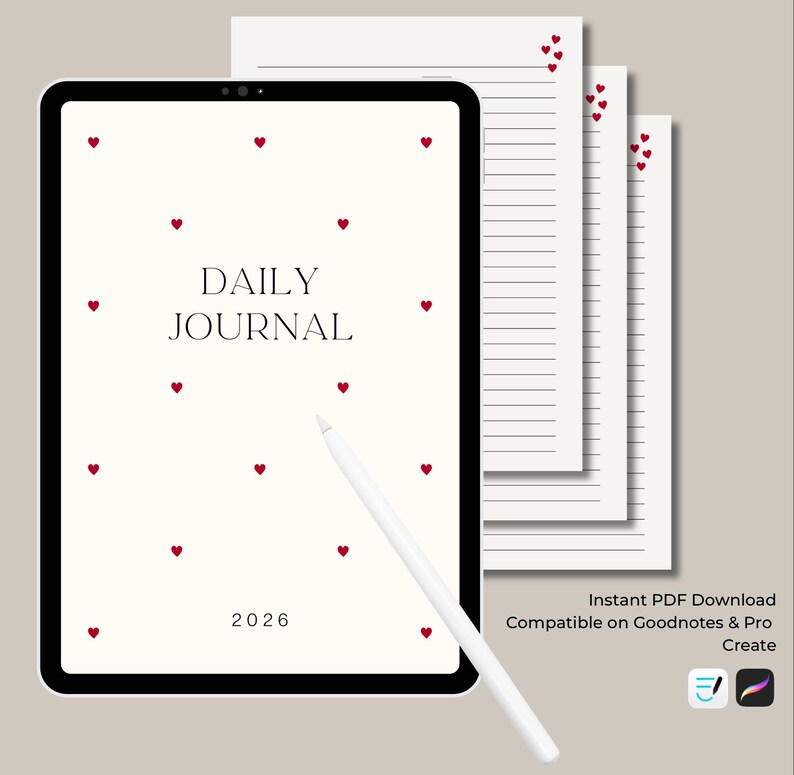 Daily Journal 2026 | Printable & Goodnotes Compatible | Minimal Daily ...