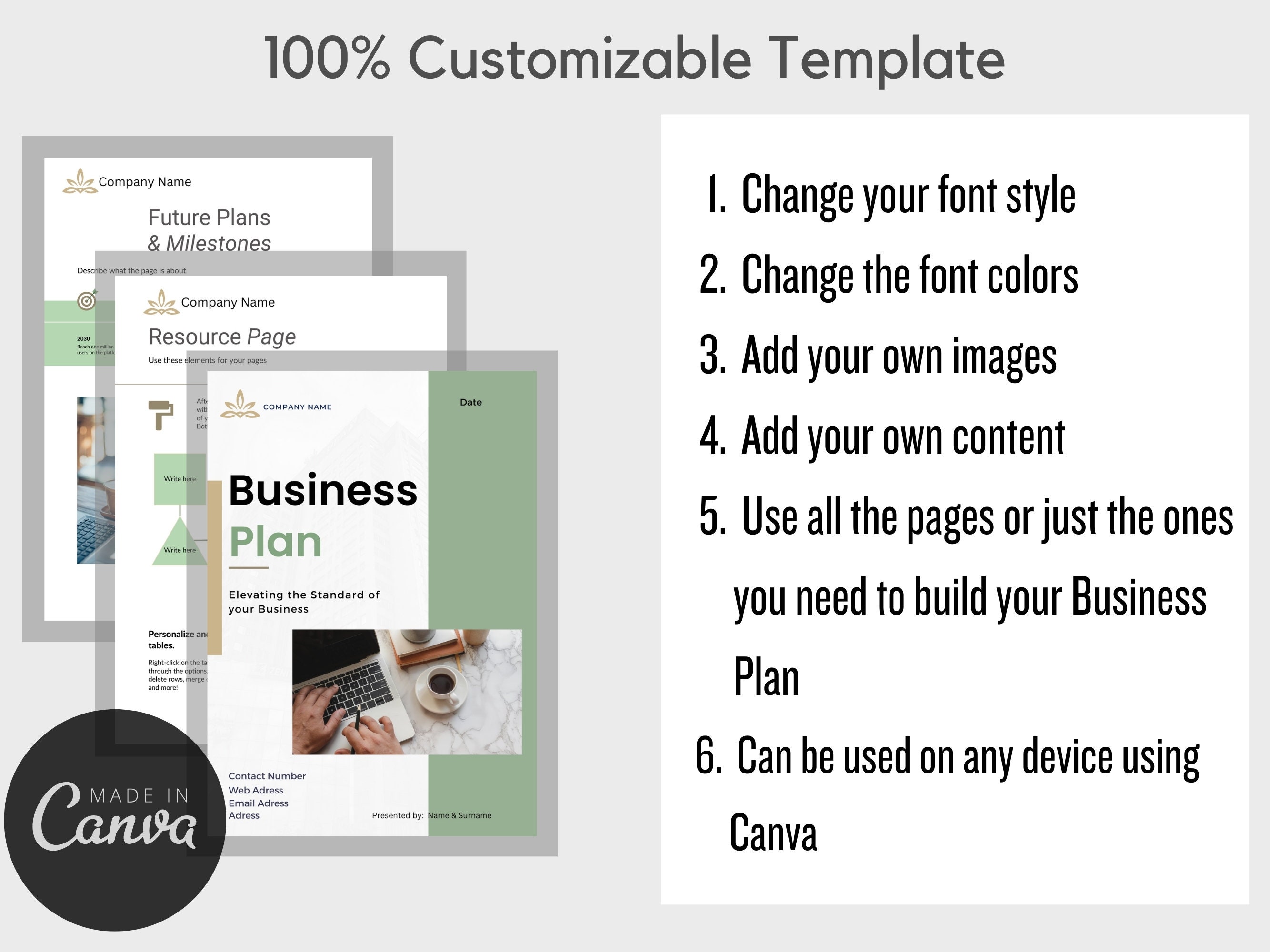 Business Plan Template/small Business/editable Business Plan/start up ...