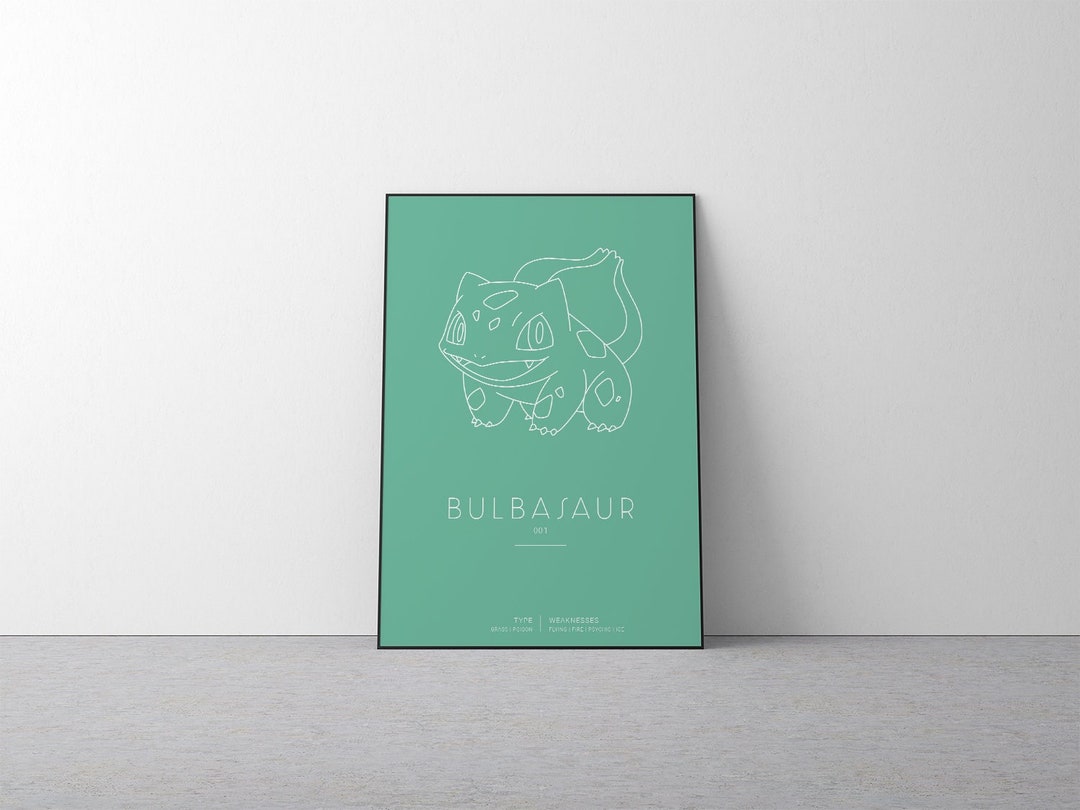 Bulbasaur Pokemon Print Wall Art Decoration Kids Bedroom Children's ...