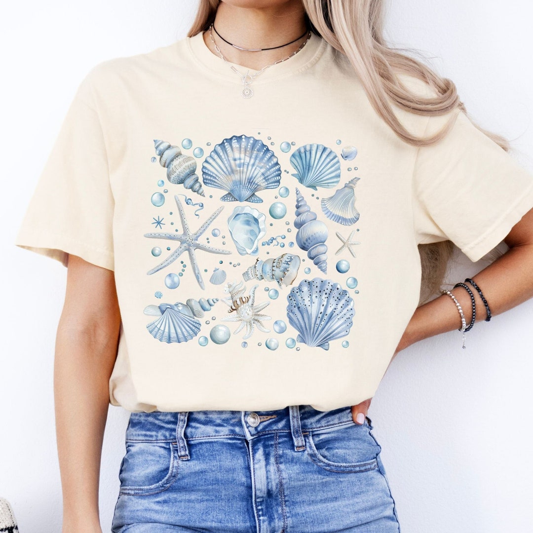 Mermaid Core Seashell Shirt Comfort Colors Ocean Beach Shirt Summer Tee ...