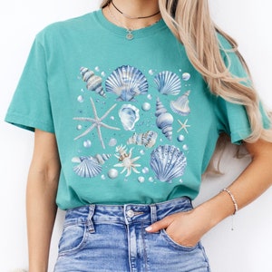 Mermaid Core Seashell Shirt Comfort Colors Ocean Beach Shirt Summer Tee ...