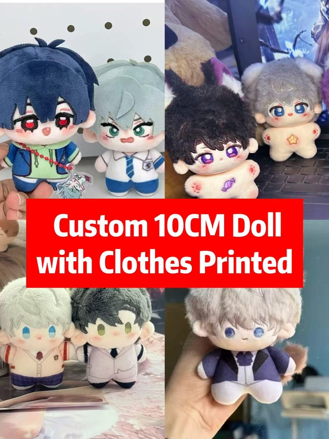 Customize 10cm Plush Doll With Clothes Printed,personalized Plushies ...