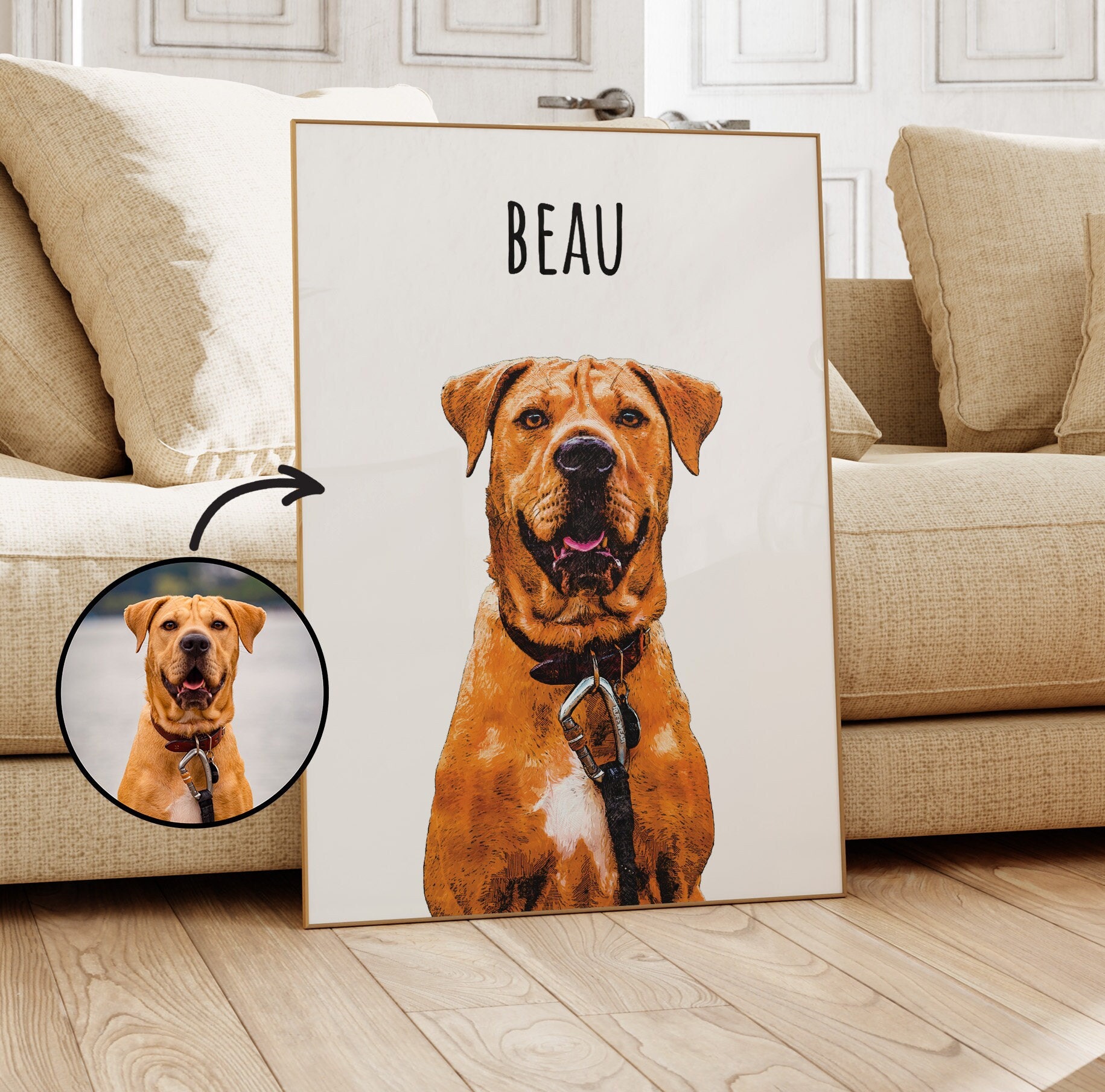 Custom Dog Portraits From Picture, Custom Pet Portrait From Photo, Pet ...