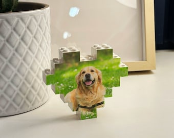 Medium Heart Photo Block Made From, LEGO® Bricks, Personalised, WHITE ...