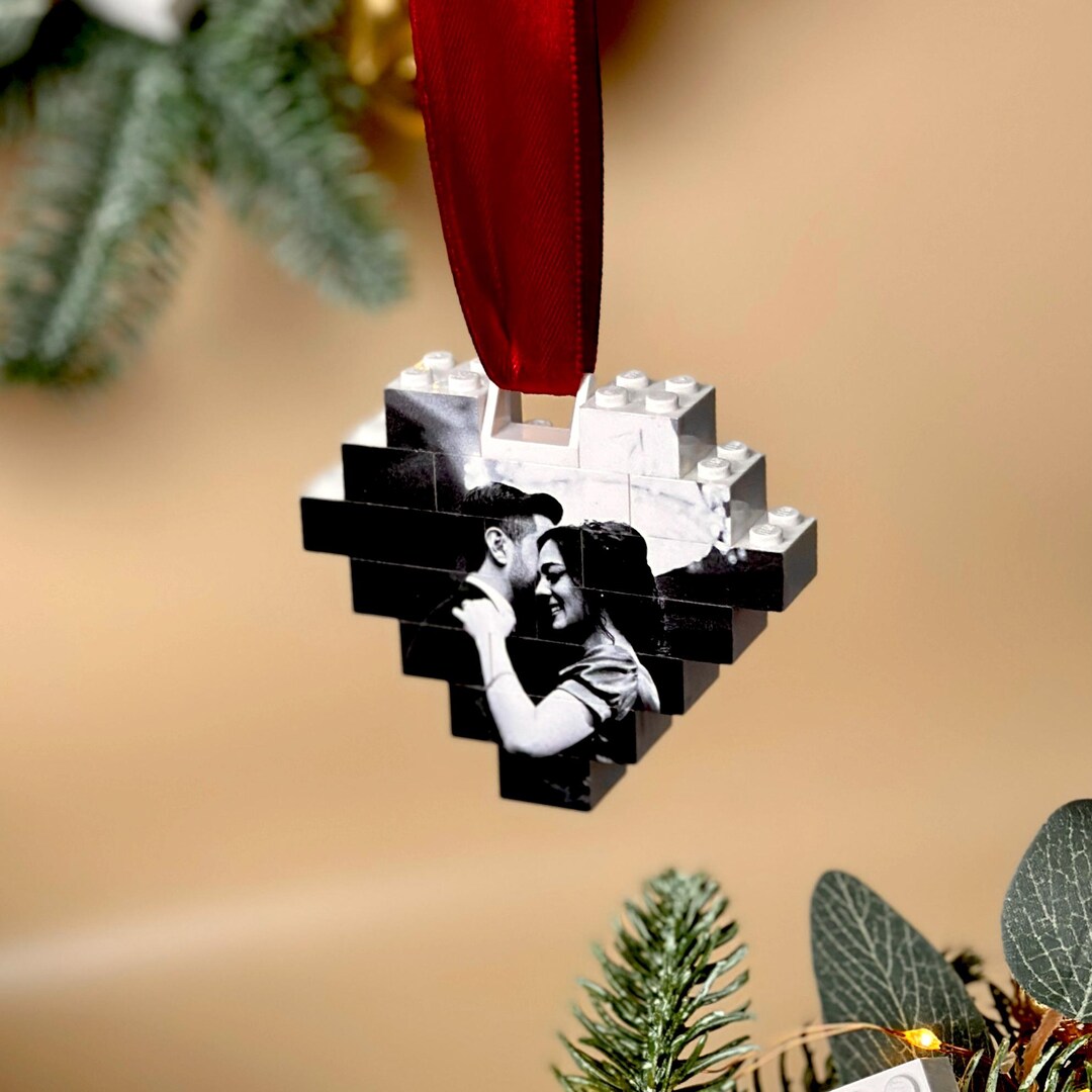 Custom LEGO® Brick Heart Shaped Christmas Ornament Bauble, Puzzle ...