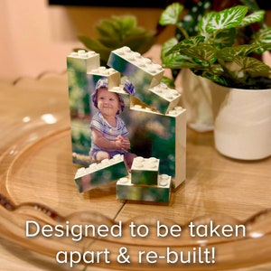 Medium Heart Photo Block Made From, LEGO® Bricks, Personalised, WHITE ...
