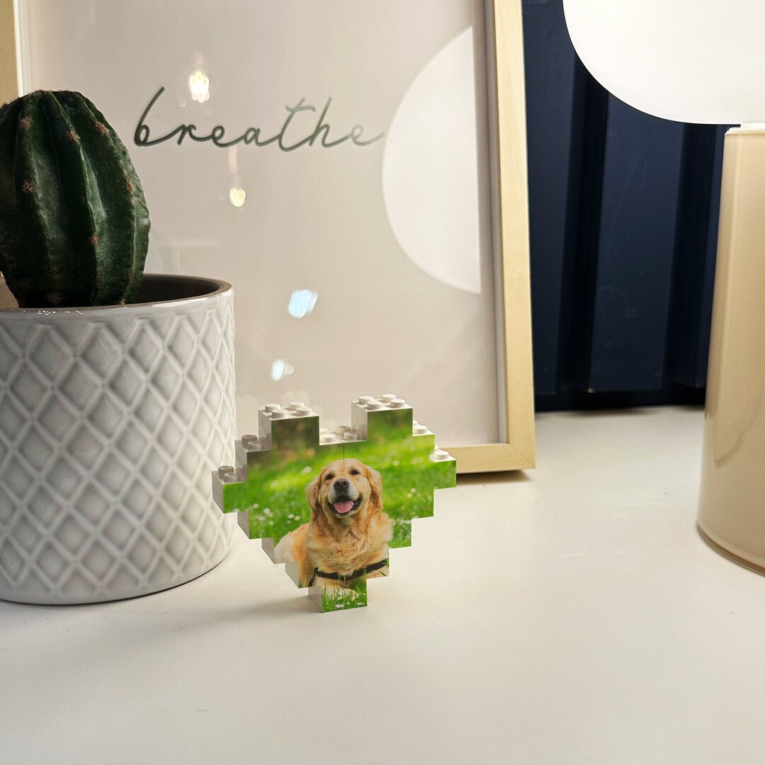 Small Heart Photo Block Made From, LEGO® Bricks, Personalised, WHITE ...