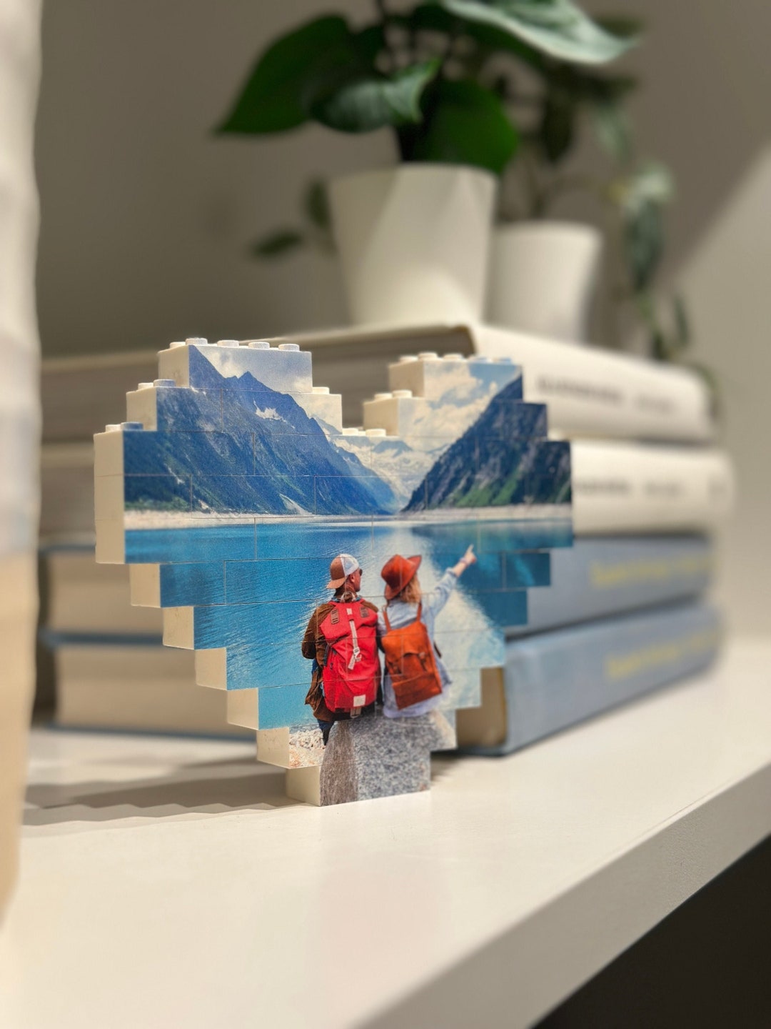 Medium Heart Photo Block Made From, LEGO® Bricks, Personalised, WHITE ...